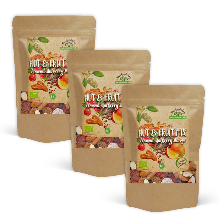 Nöt- & Fruktmix Mandel Mullbär Mango EKO 500g x 3 paket | Rawfoodshop